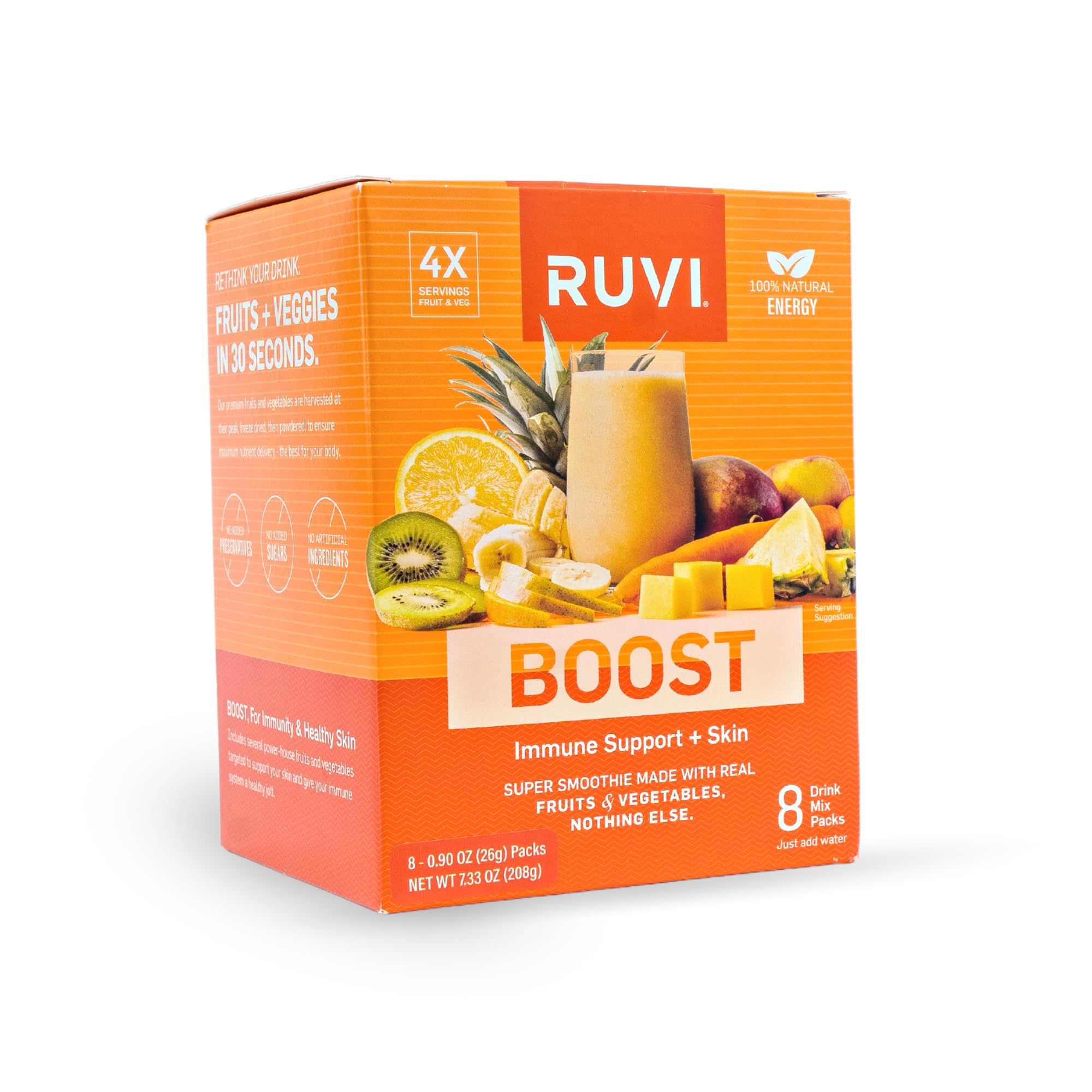 Amazon.com : Ruvi Boost Tropical Flavor Fruit & Veggie 30-Second Smoothie. For Immune + Skin ...