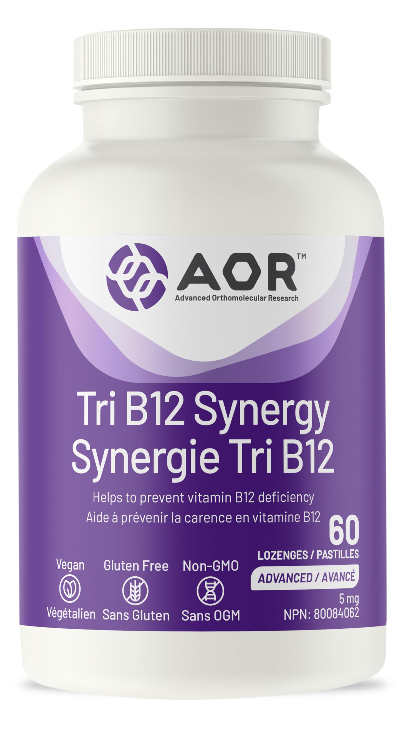 AOR Tri B12 Synergy 5mg, 60 Lozenges, Premium Vitamin B12 Supplement ...
