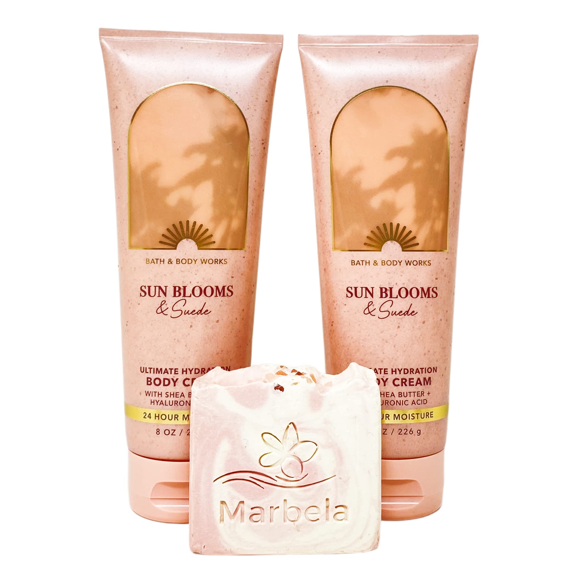 Amazon.com : Bath & Body Works Sun Blooms & Suede 2 Pack Body Cream Set ...