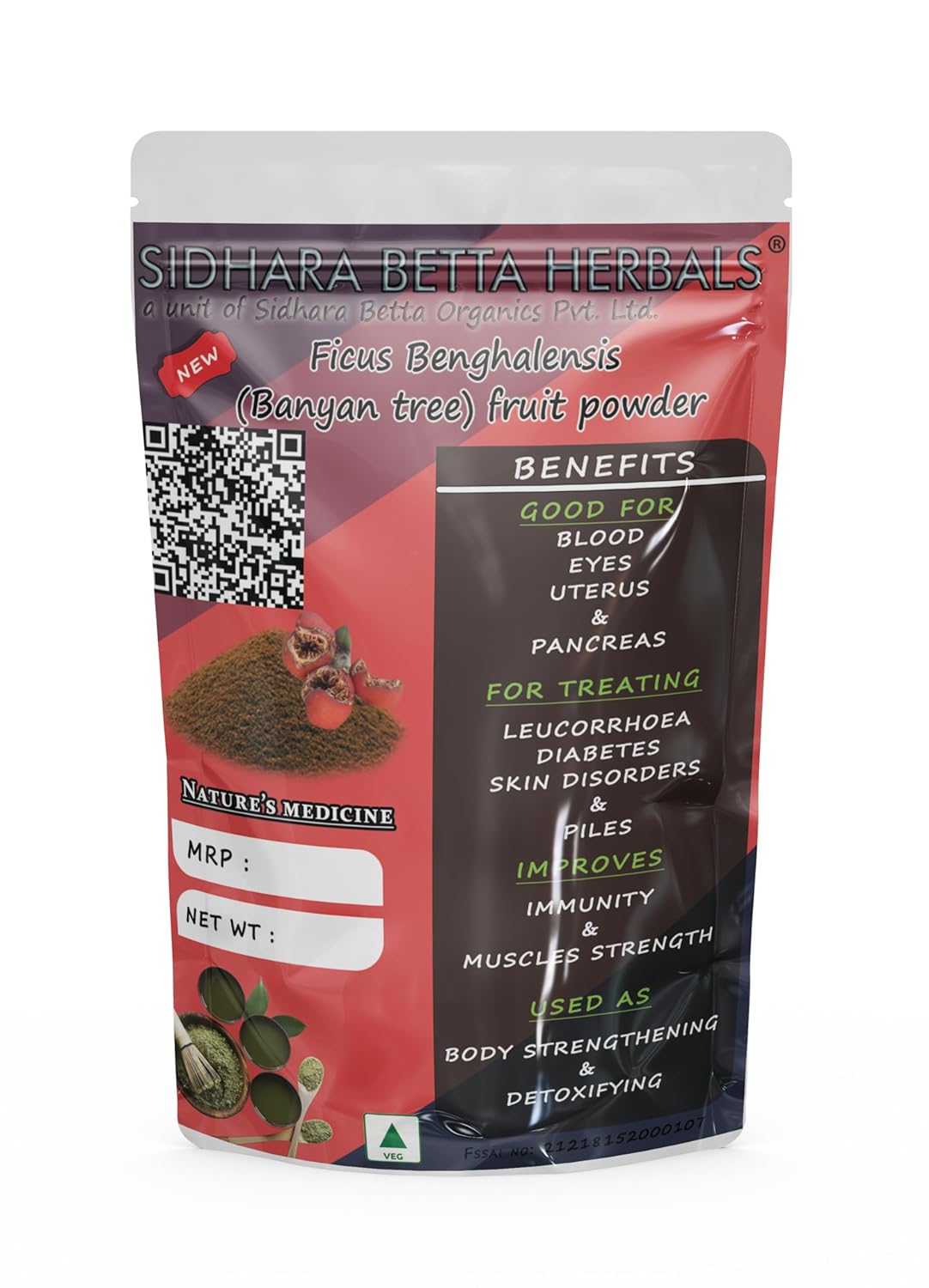 SIDHARA BETTA HERBALS Ficus Benghalensis (Banyan tree) fruit powder ...