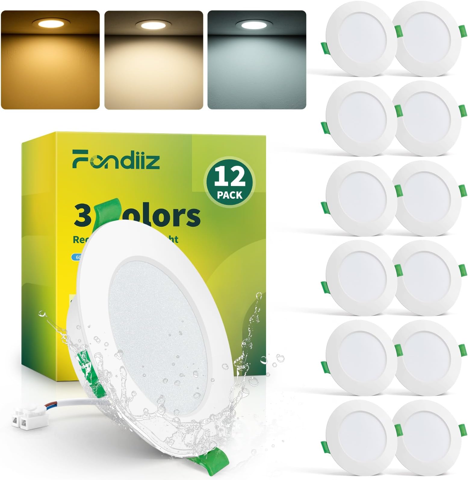 HOFTRONIC - 1x Nola LED Spot encastrable 68 mm Blanc - IP65 étanche ...