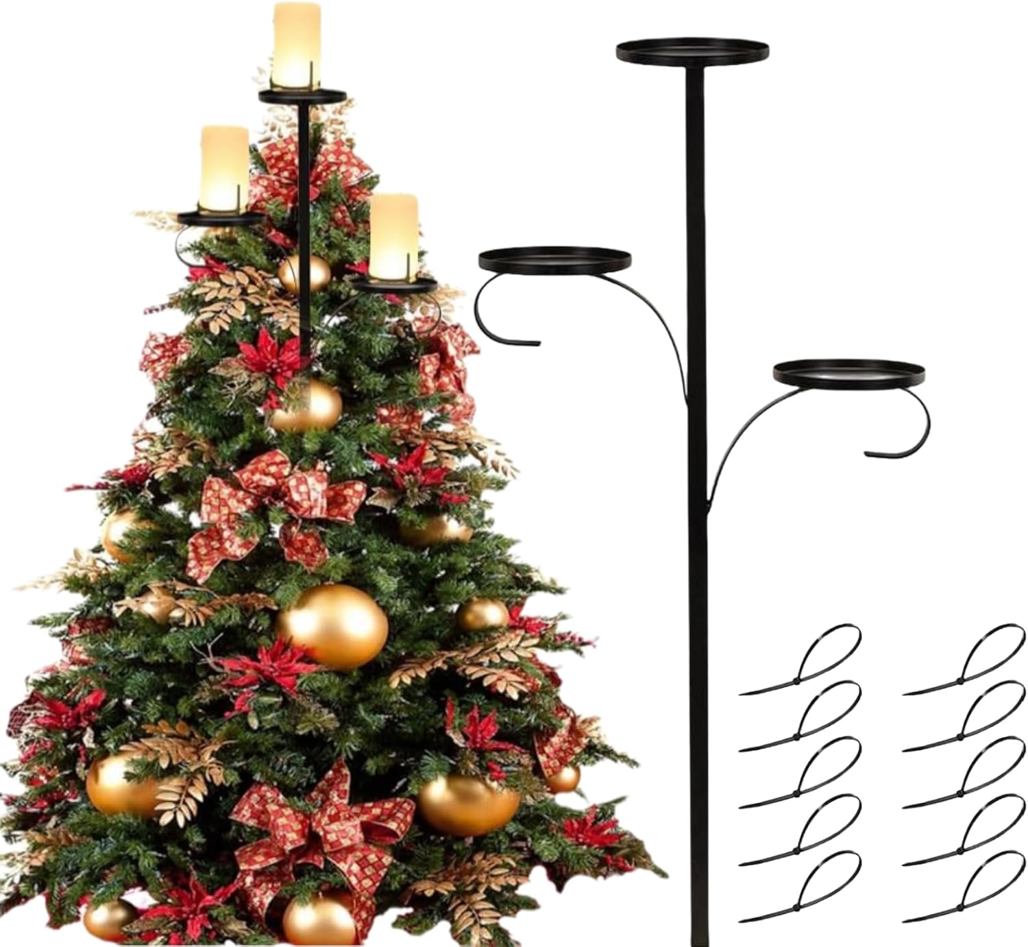 Amazon.com: Black Triple Tree Topper, Tree Topper Candle Holder ...