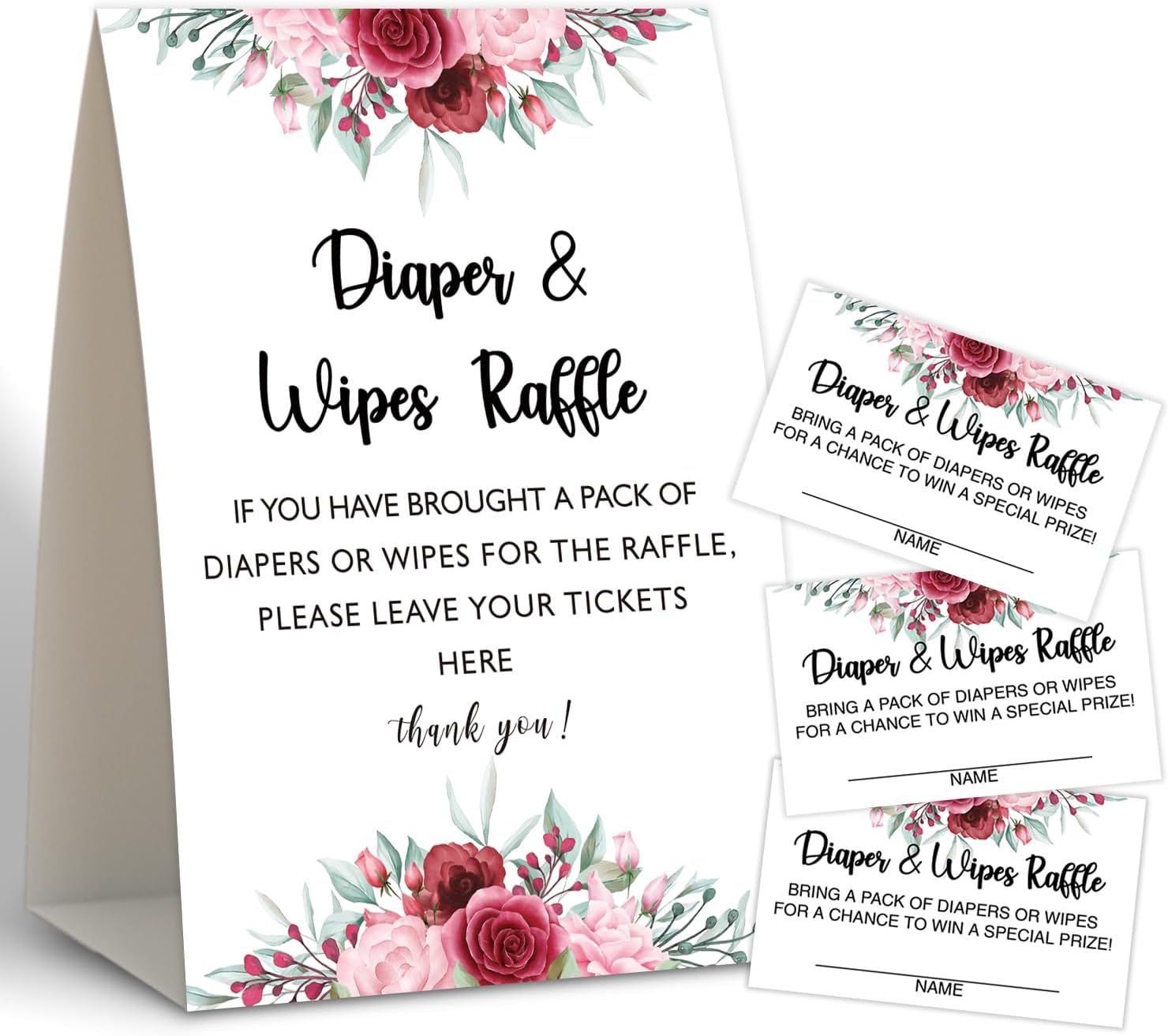Amazon.com: Floral Theme Baby Shower Game,Diapers Wipes Raffle,Diaper ...
