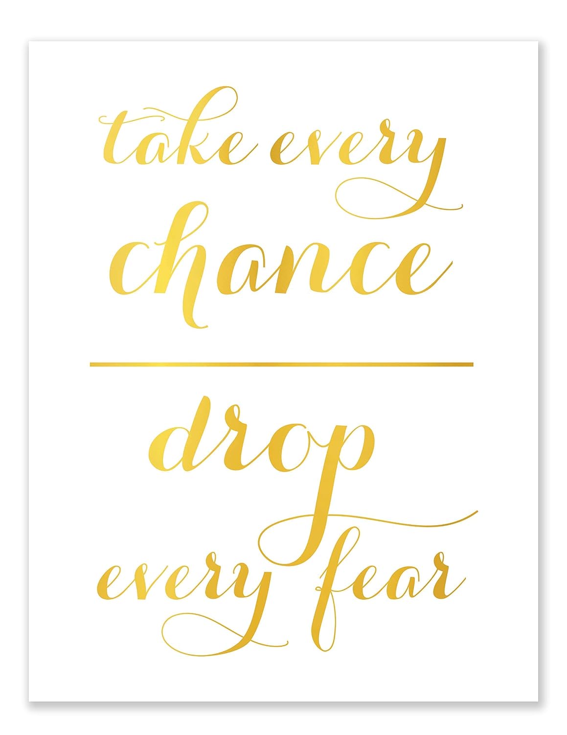 Amazon.com: Motivational Quotes Wall Decor Gold Foil Art Print, Take ...
