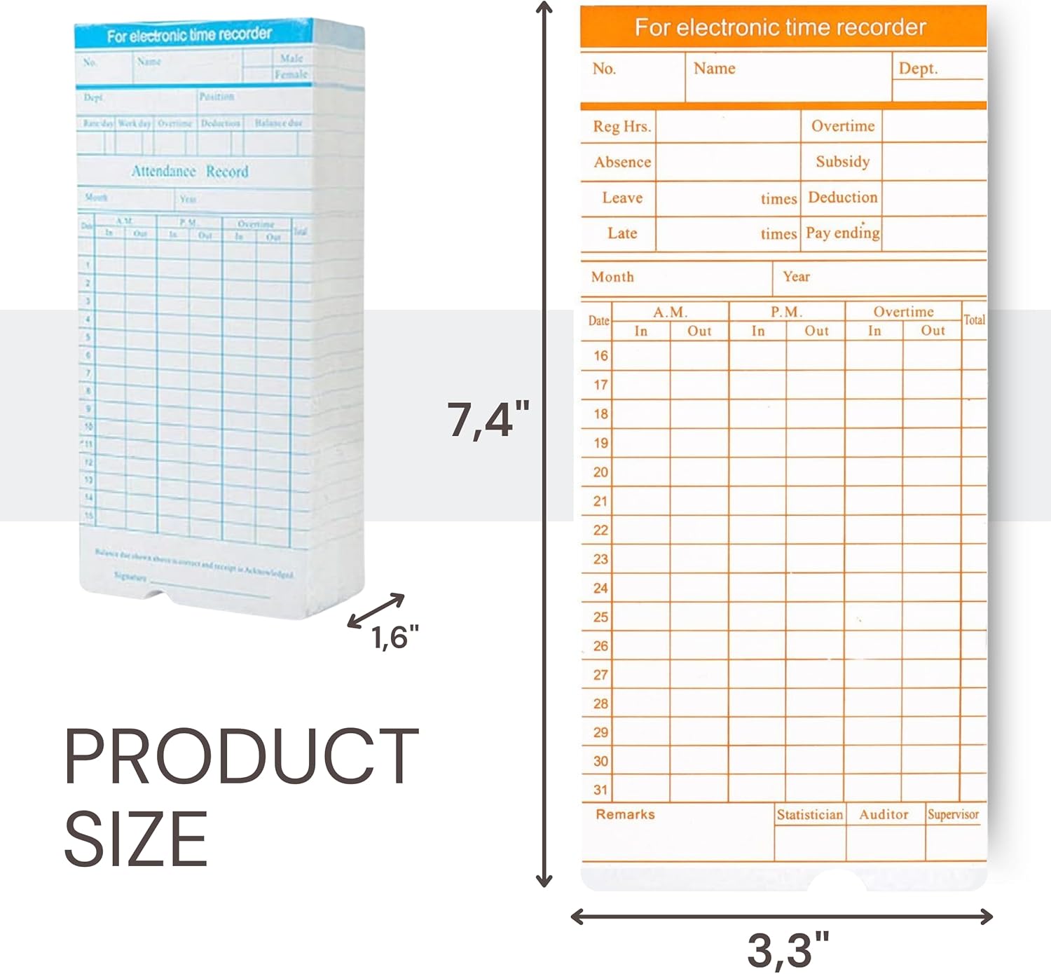 200 tarjetas de tiempo para empleados Tarjetas de tiempo de 2 caras ...