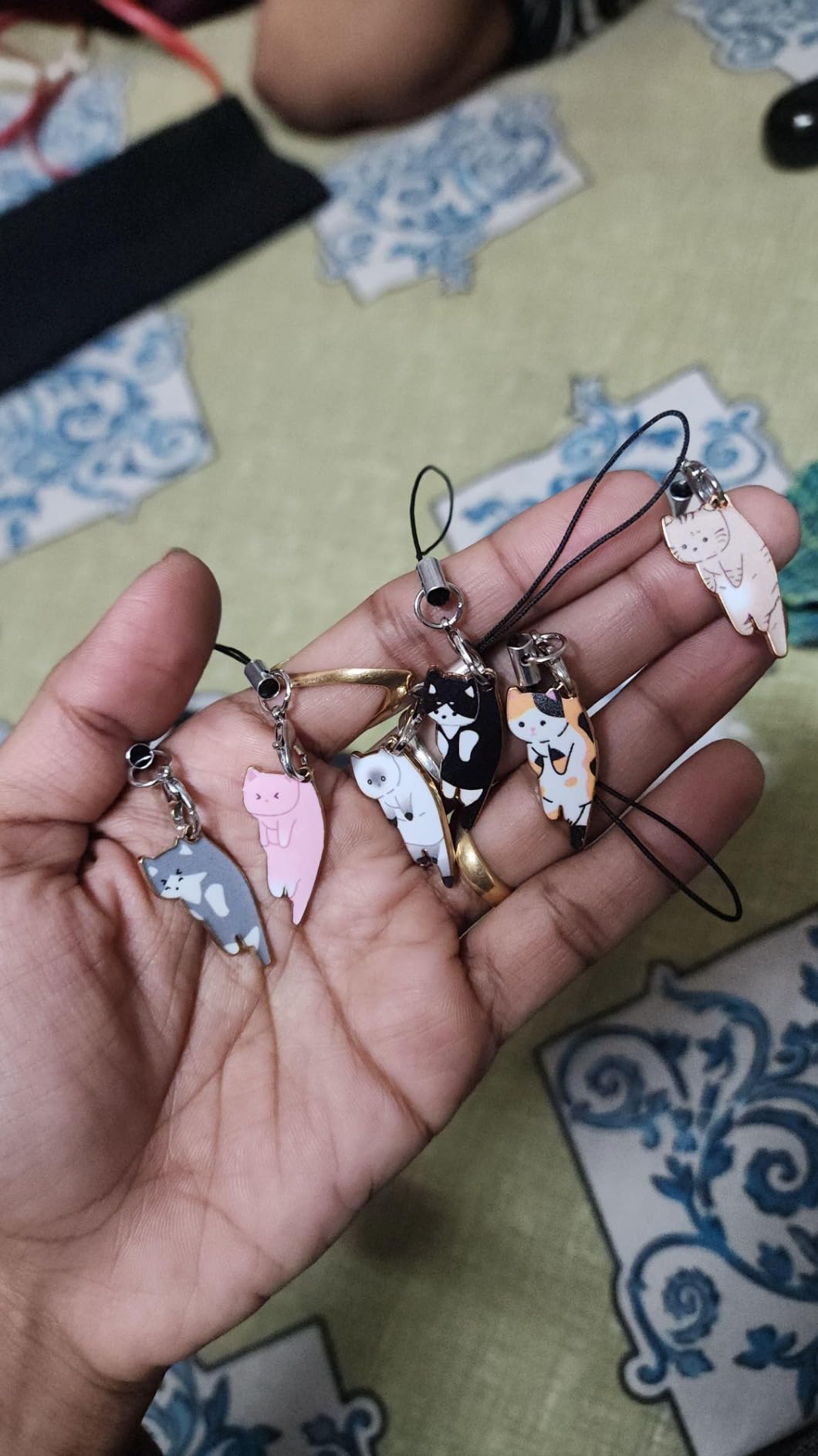 ZORBES® 6Pcs Cute Cartoon Kitty Mobile Phone Charms with Line Loop ...