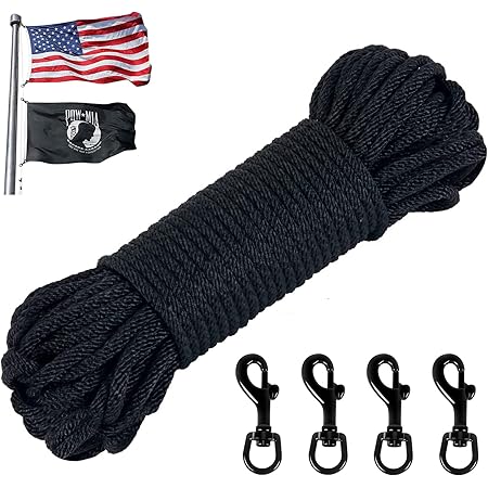 Amazon.com: NQ Flag Pole Rope Line Kit-50Ft x 1/4" Diameter Nylon Flag ...