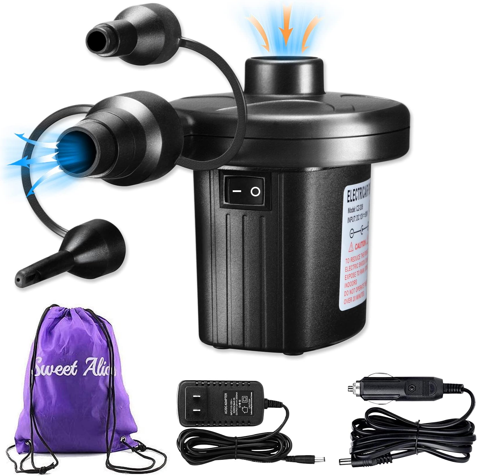 Amazon.com: Air Pump for Inflatables, Fast Fill 1000 LPM Electric ...