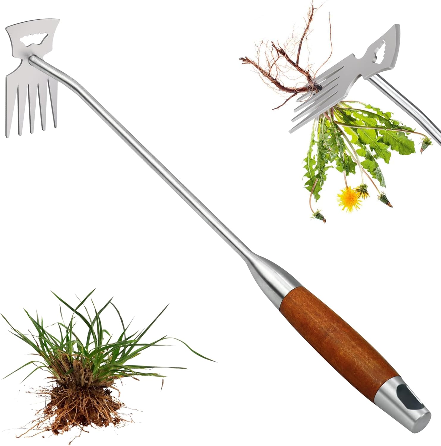 Upgraded Weed Remover Tool 5 Teeth Weeding Tools for Garden Stainless ...