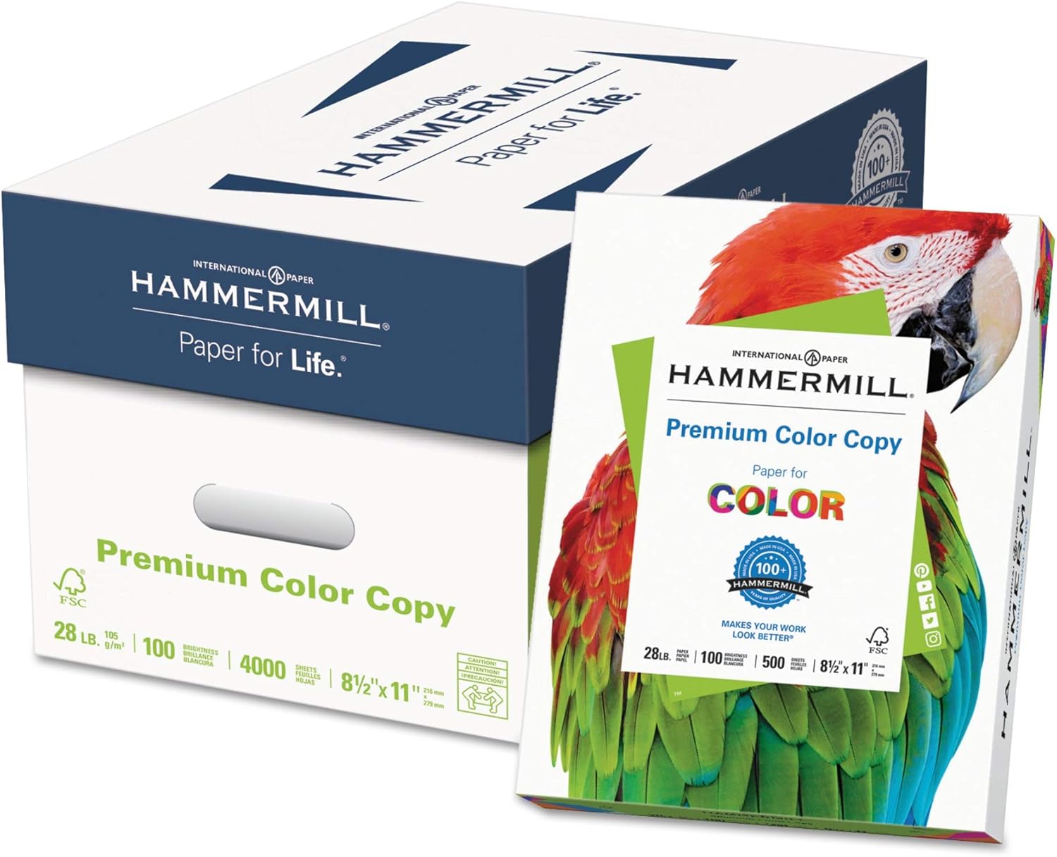 Amazon.com: Color Copy Paper, 28 lb., 8-1/2"x11", 98 Brightness, White ...