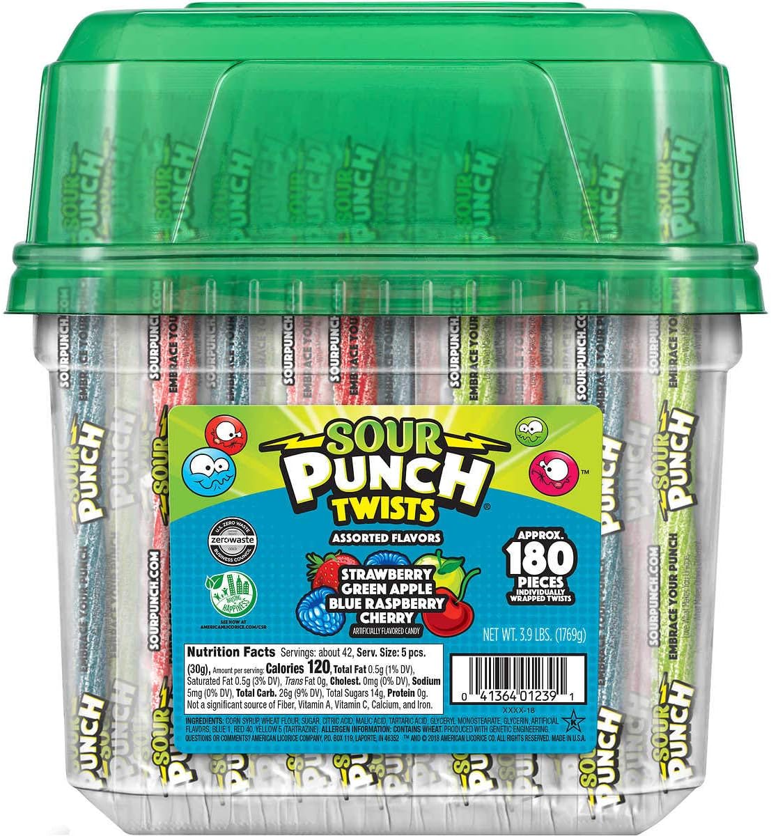 Amazon.com : Bulk Pack Candy (Sour Punch Twists, 180-pack) : Grocery ...