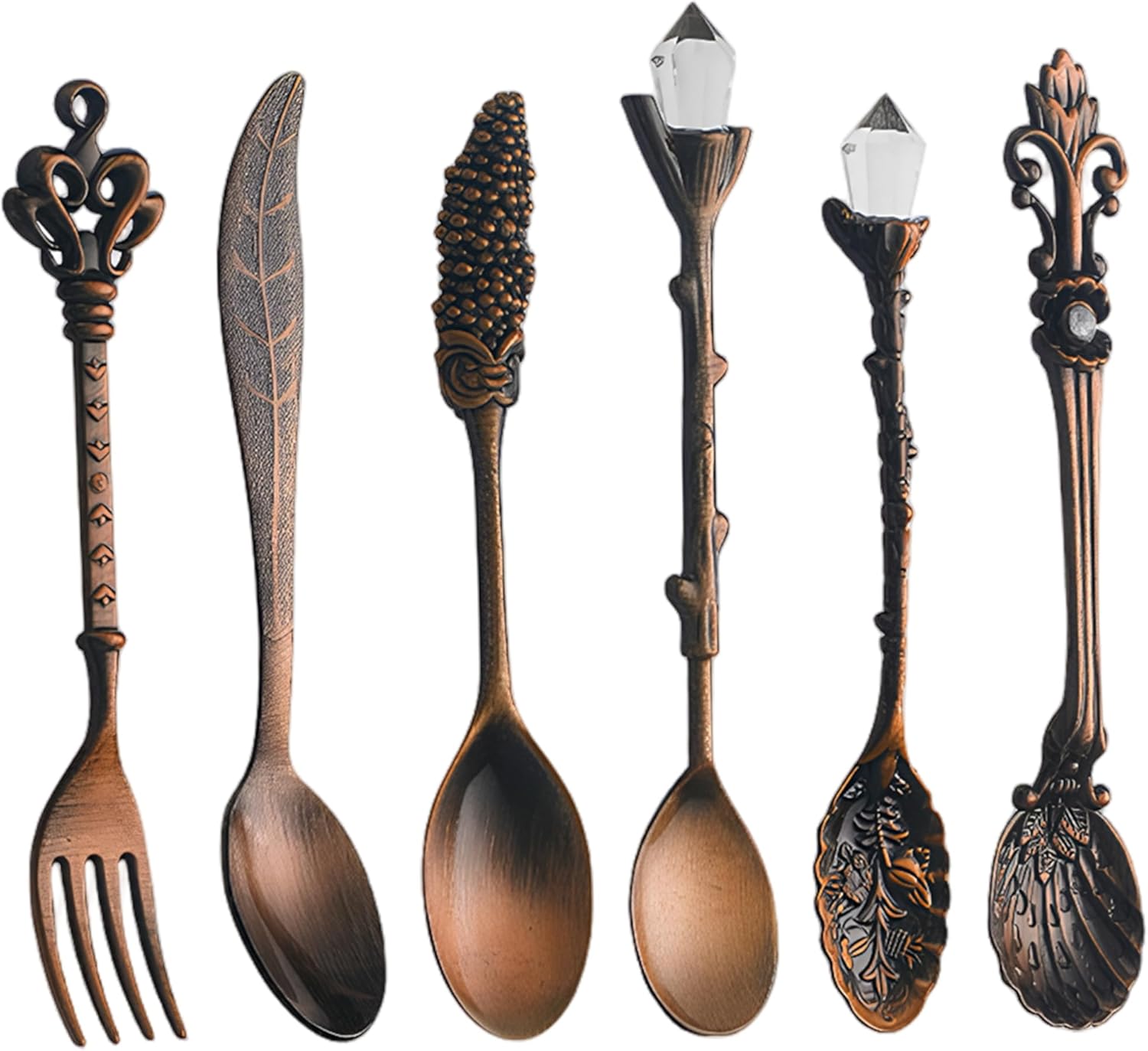 Amazon.com: Vintage Tea Spoons Set of 6, Zinc Alloy Royal Dessert ...