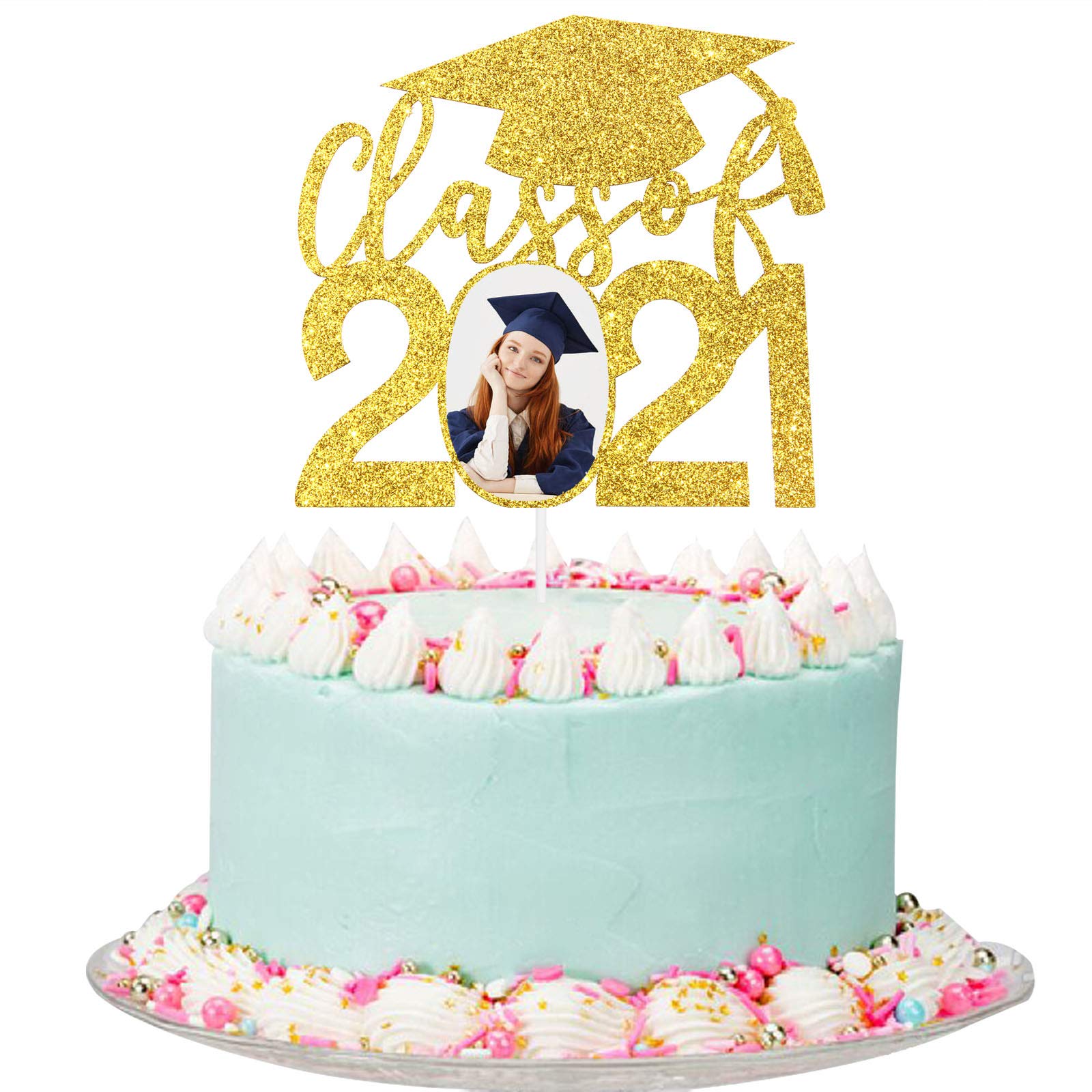 Gold Glitter Class Of 2021 Cake Topper Graduation Congrats Grad ...