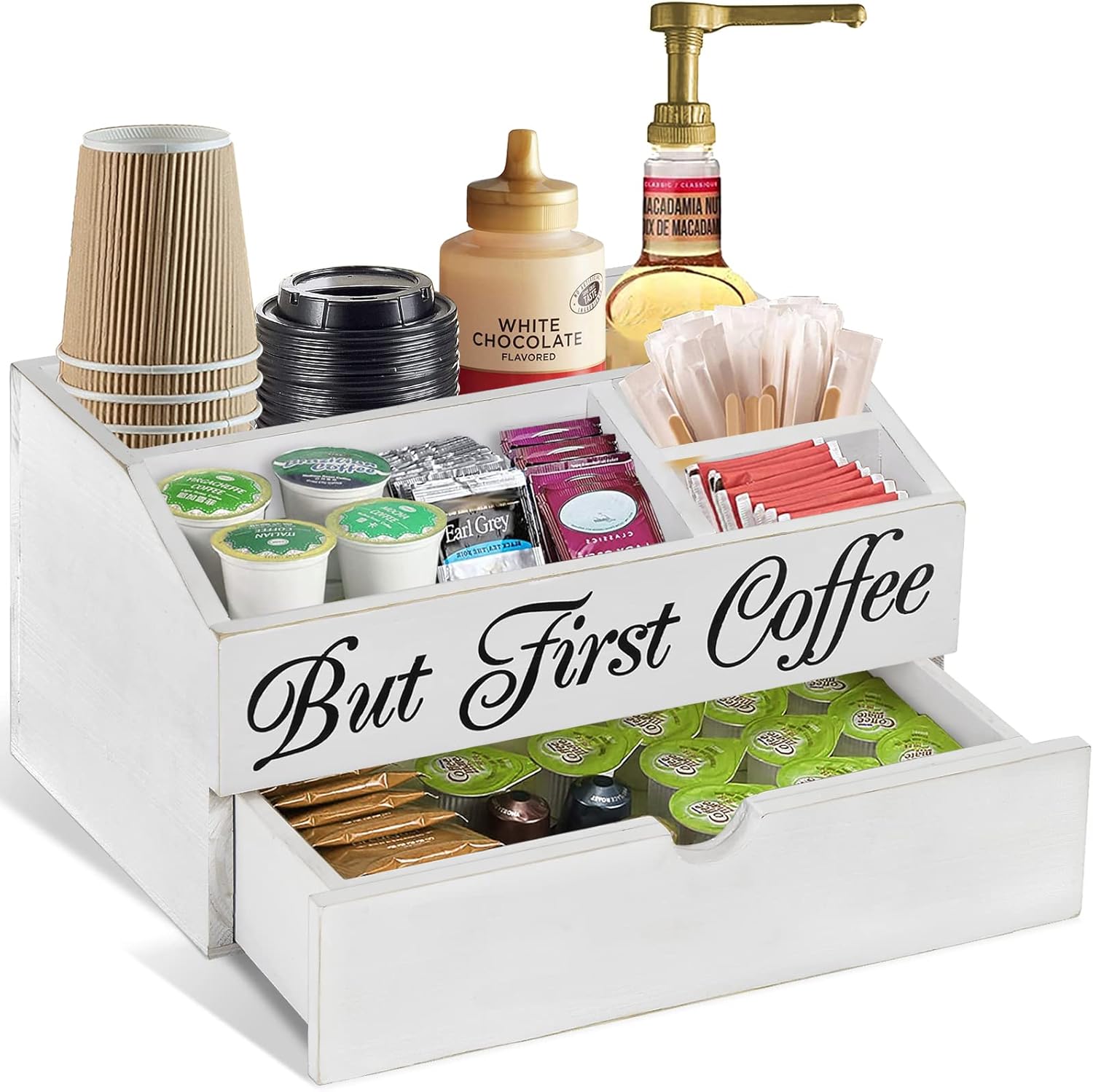 Amazon.com: Coffee Station Organizer, Wood K Cup Coffee Pods Holder ...