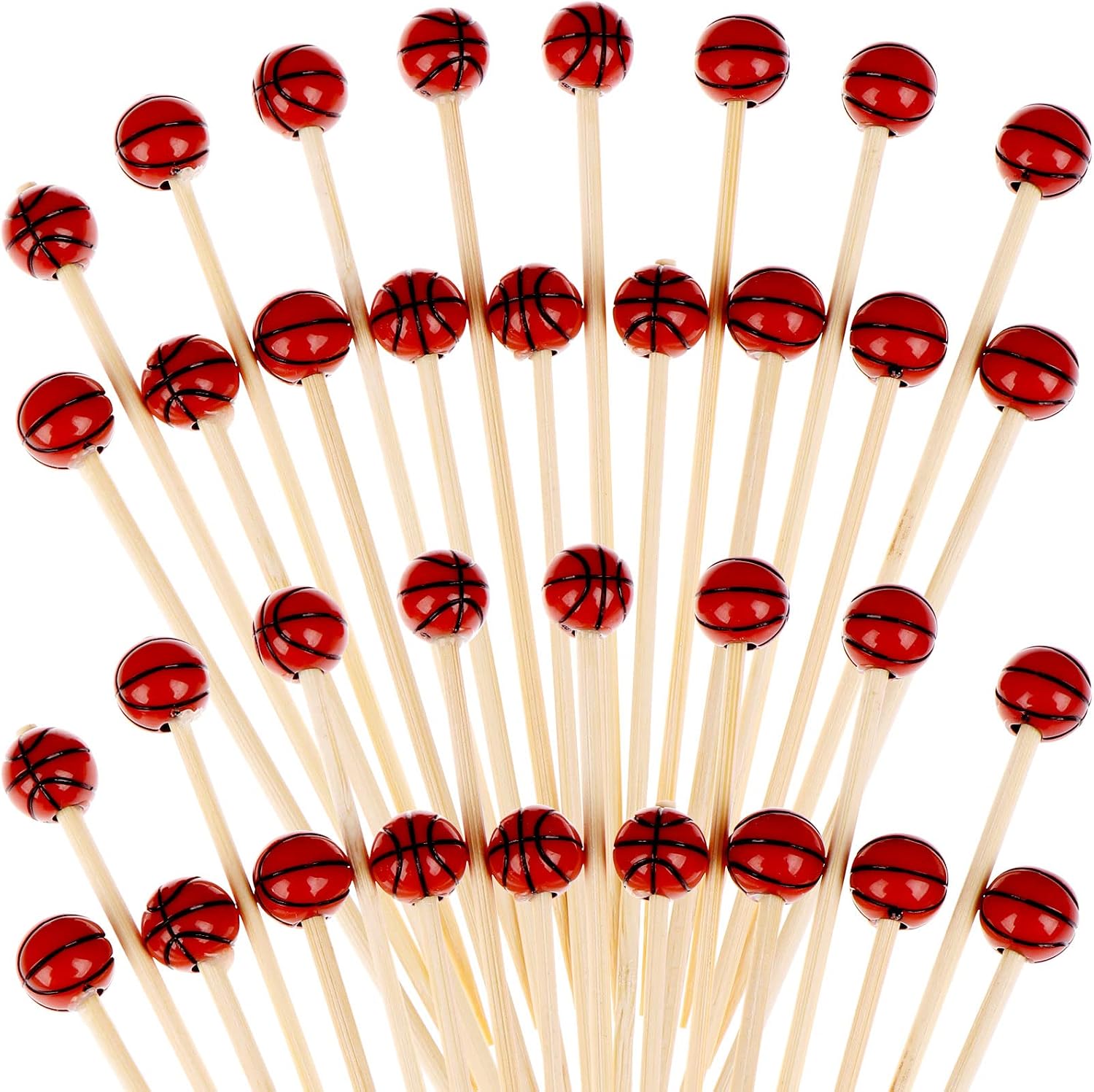 100 Pieces Bamboo Cocktail Picks 4.7 Inch Fruit Toothpicks Sports Ball ...