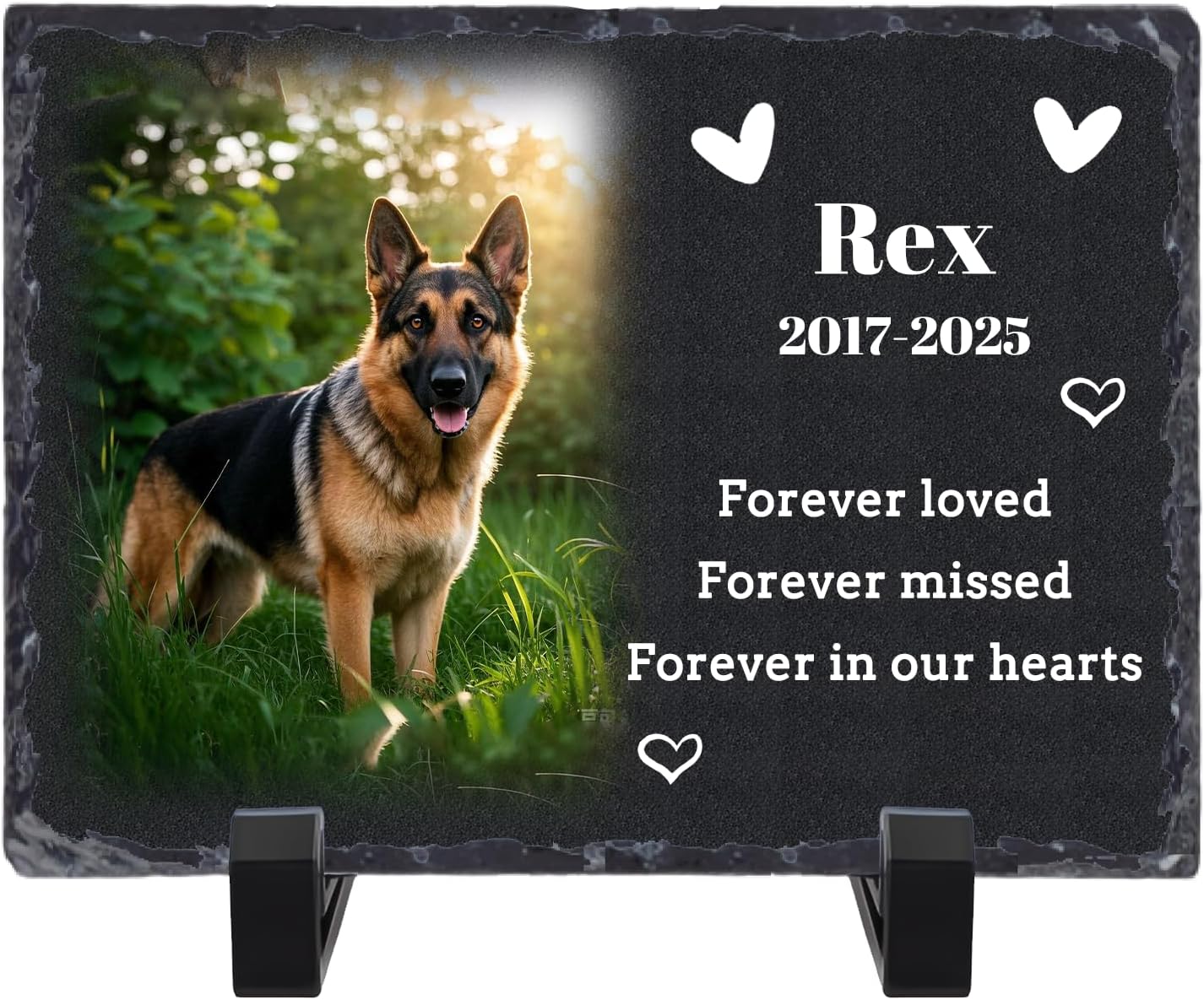 SunHurry Personalised Pet Memorial Slate Plaque, Photo Grave Marker ...
