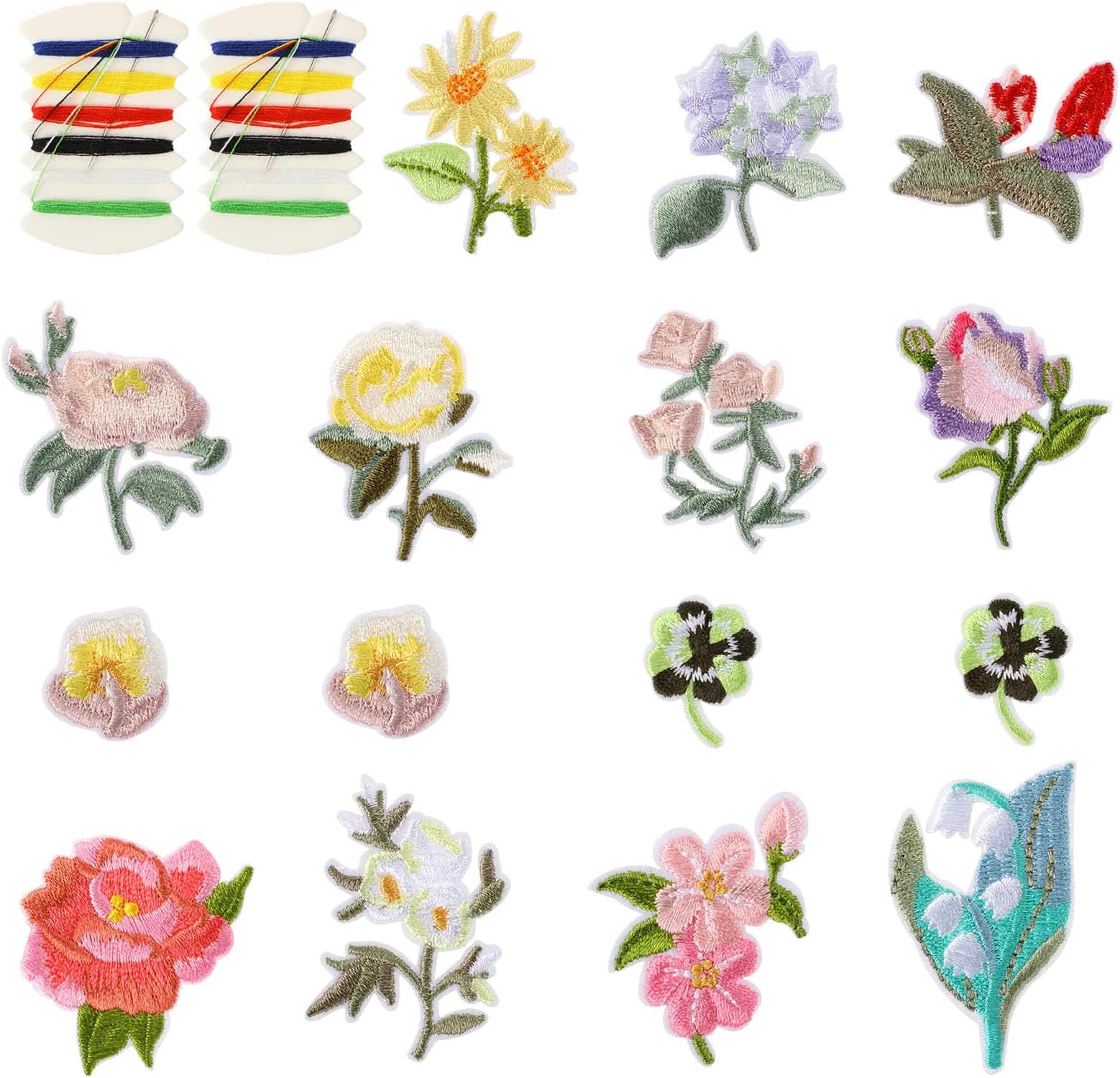 Amazon.com: 15 Pcs Floral Iron On Patches, 13 Patterns Iron On Patches ...
