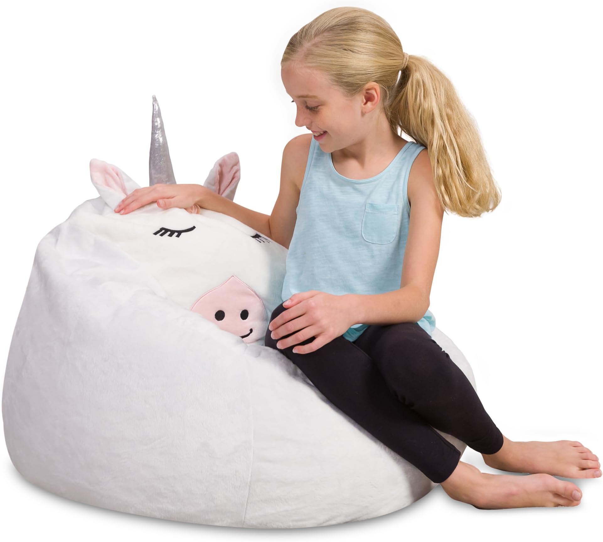 Amazon.com: Idea Nuova Unicorn Round Bean Bag Chair for Kids, Ages 3 ...