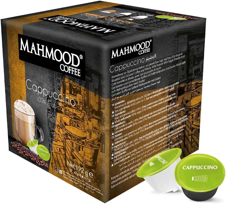 Mahmood Coffee Cappuccino Kapsül Kahve, Dolce Gusto Uyumlu, 24gr (8'li ...