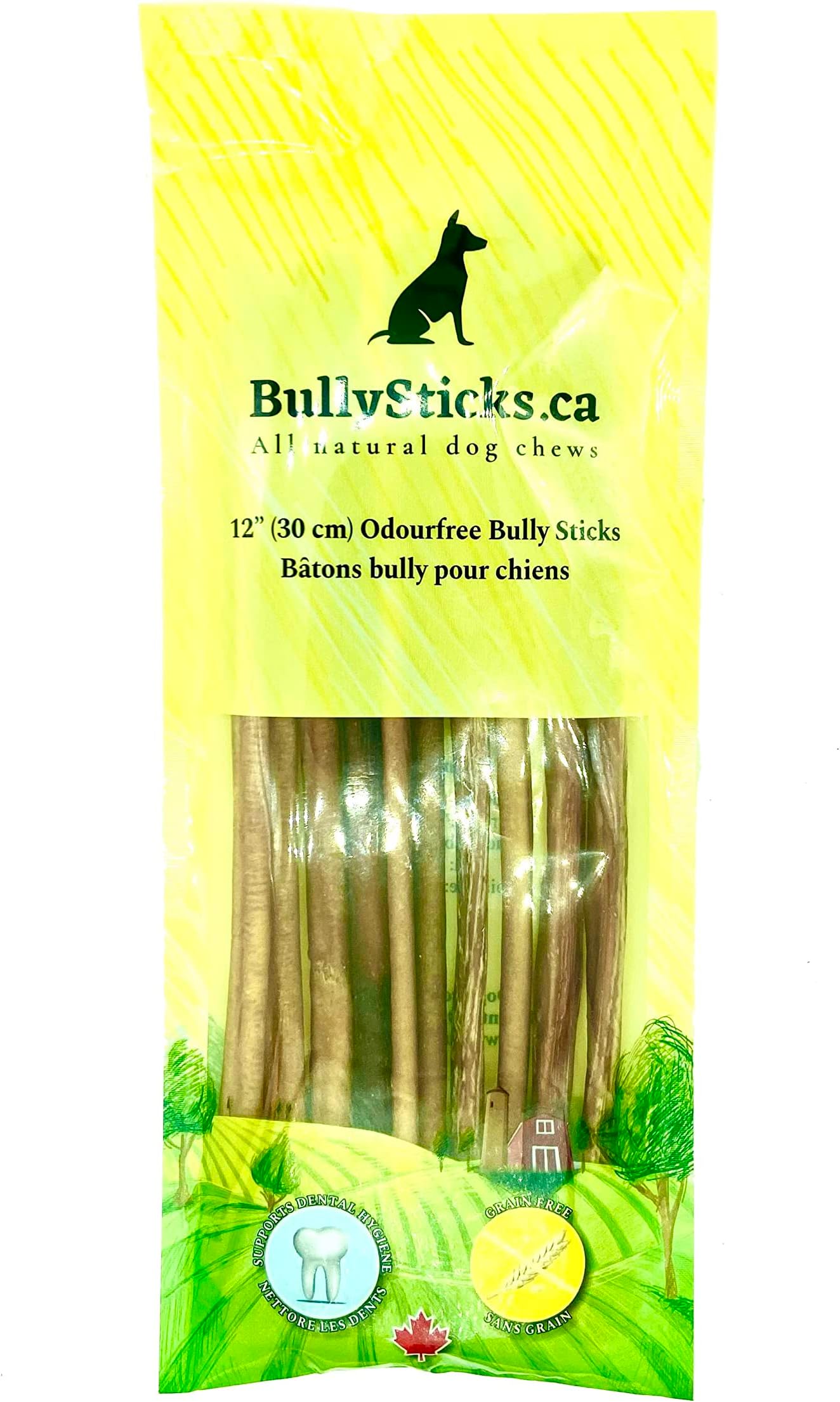 12" Standard ODOURFREE Bully Sticks (10 Pack) Dental Chew-Rawhide Free ...