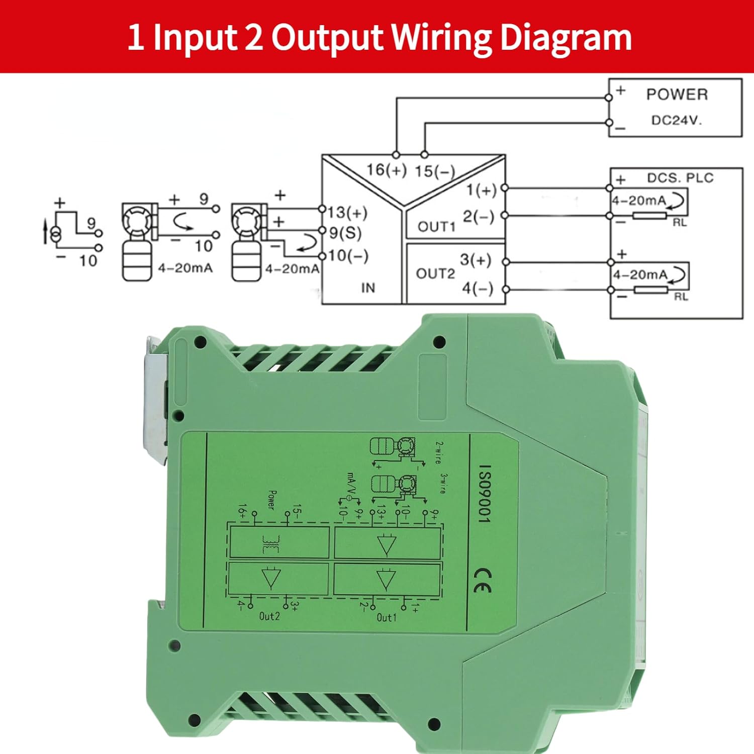 YWBL-WH DC 24V Current Isolator Transmitter 4-20mA PLC Detect