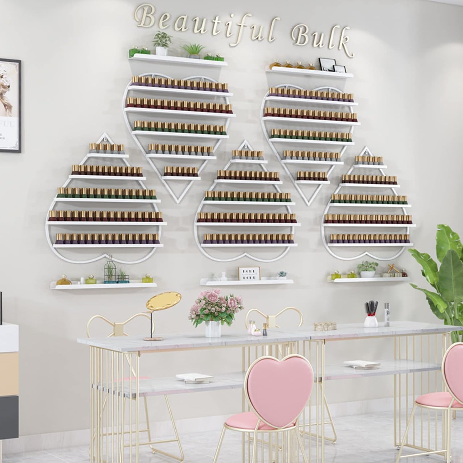 Amazon.com: 5 Tier Wall-Mounted Metal Nail Polish Display Rack, Simple ...