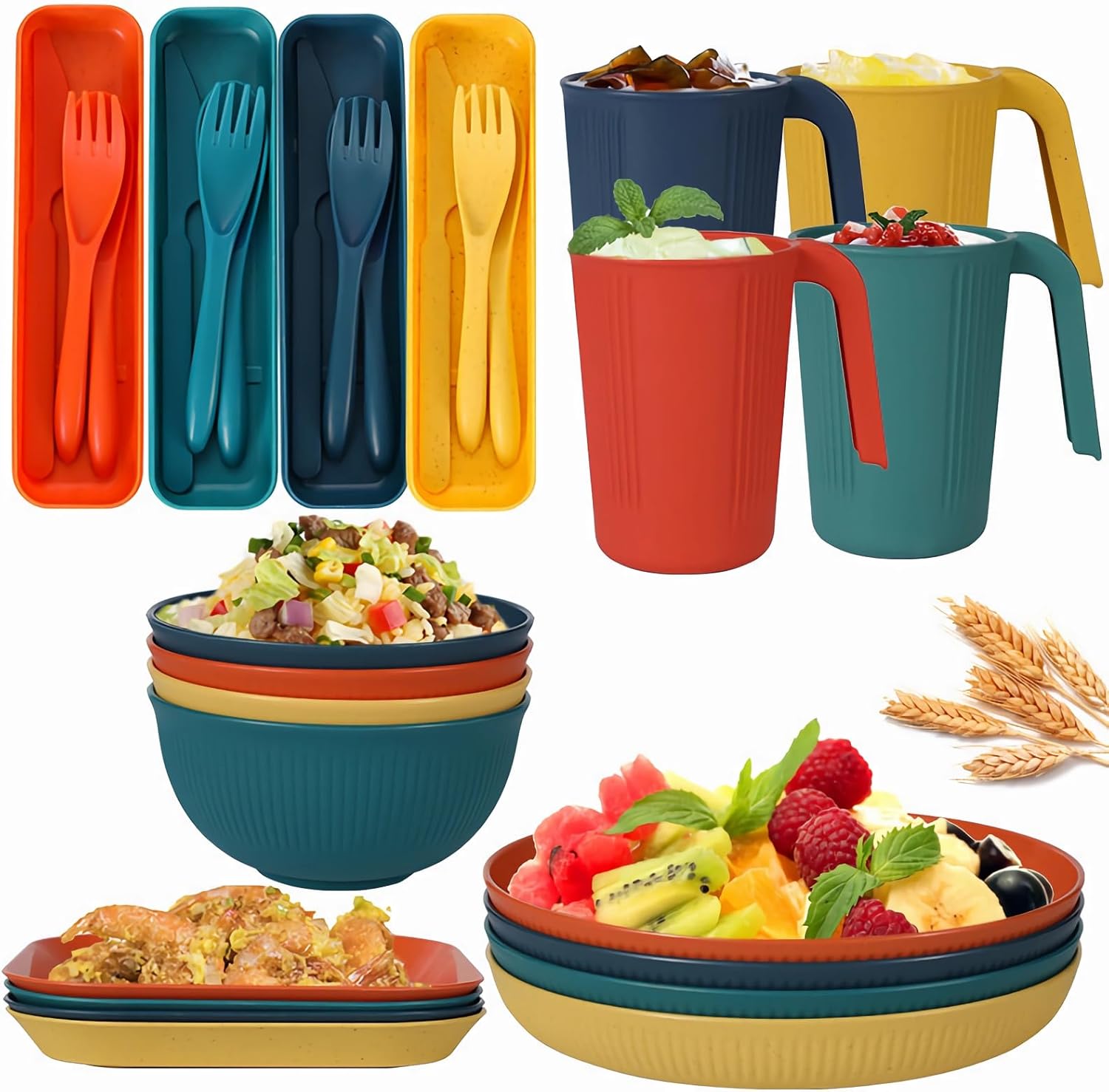 Amazon.com : Camping Mess Kit,Unbreakable Dinnerware Set,Camping Plates ...