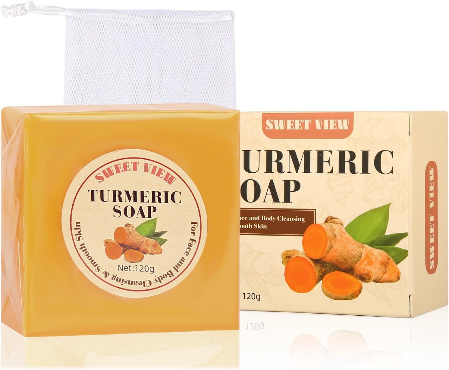 SWEET VIEW Turmeric Soap Bar, Face & Body Handmade Bar with Honey ...