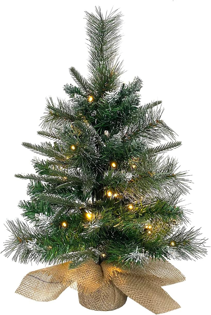 Amazon.com: MorTime 24 Inch Mini Artificial Christmas Tree with 50 LED ...