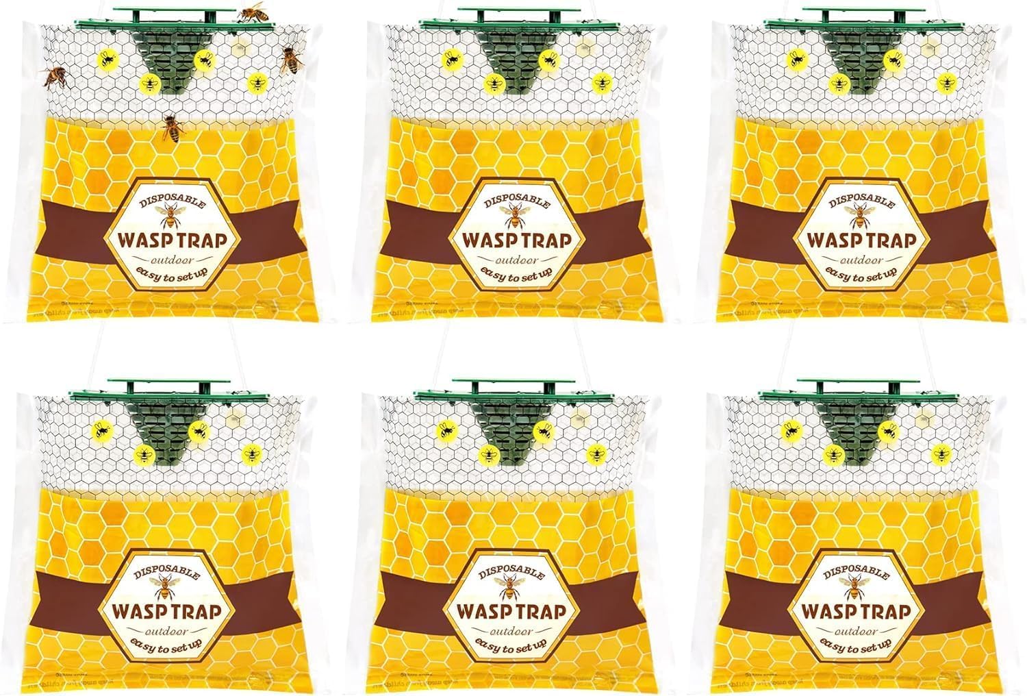 Amazon.com : 6 Pack Disposable Wasp Traps Outdoor Hanging Yellow Jacket ...