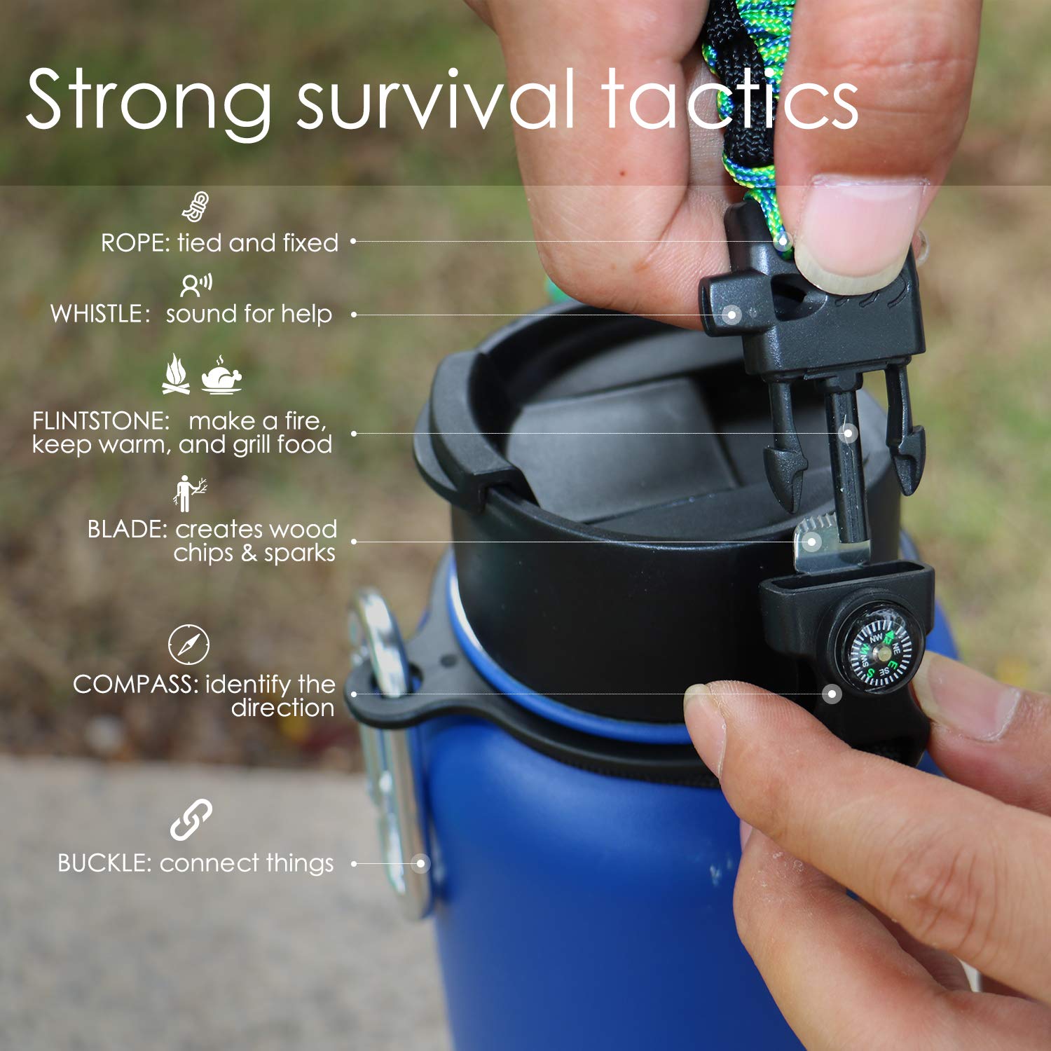 slolife Handle for Hydro Flask Water Bottle - Paracord Handle with ...