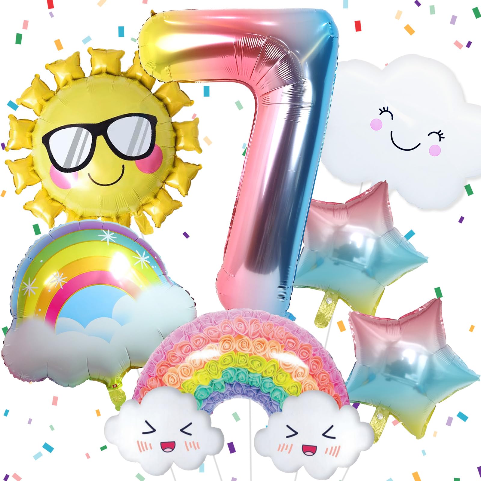 Amazon.com: 7th Rainbow Birthday Decorations, 7th Rainbow Birthday Foil ...