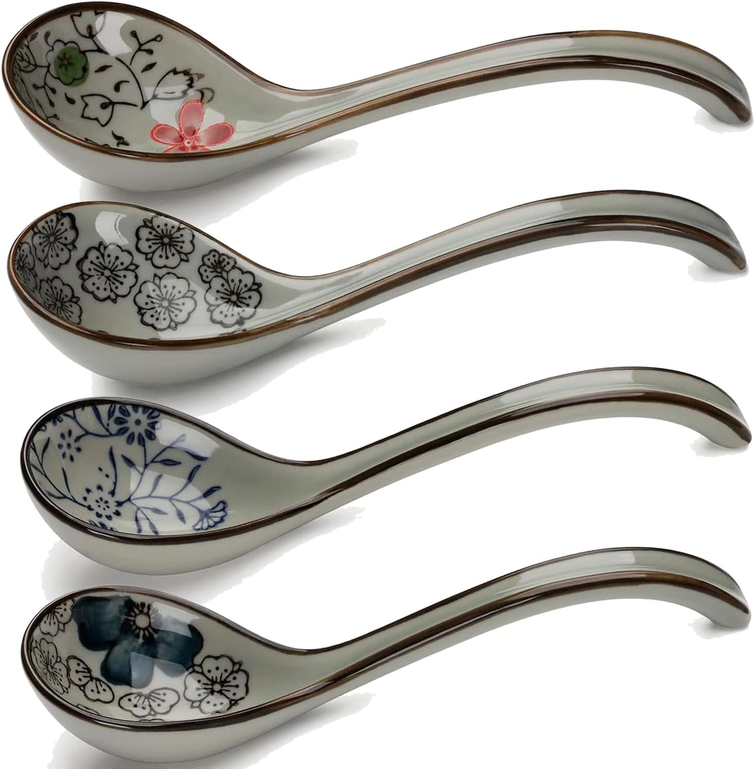Amazon.com: 4pcs Soup Spoons, Ceramic Soup Spoon Chinese Set of 4 ...