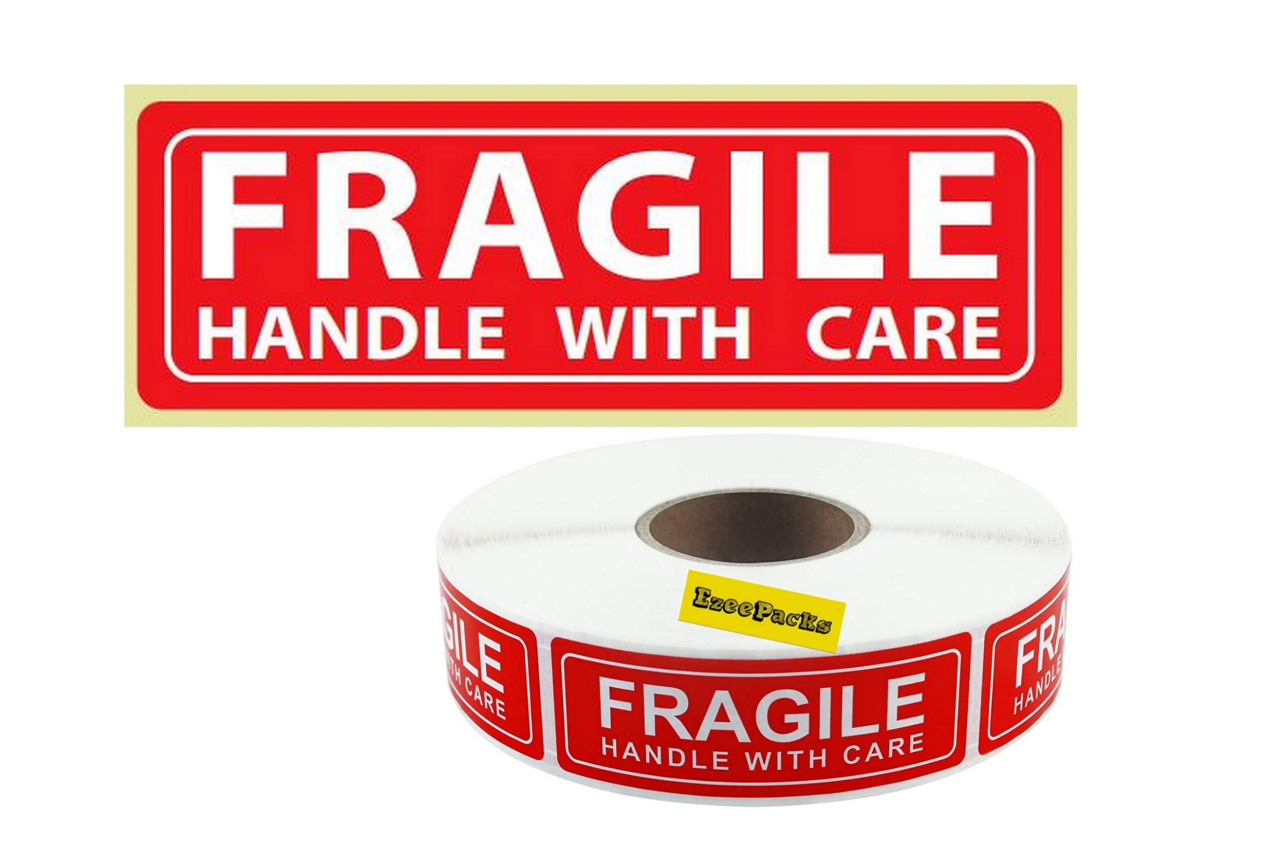 Buy EzeePacks Fragile Stickers - 3"x 1" Strong Adhesive Red Fragile ...