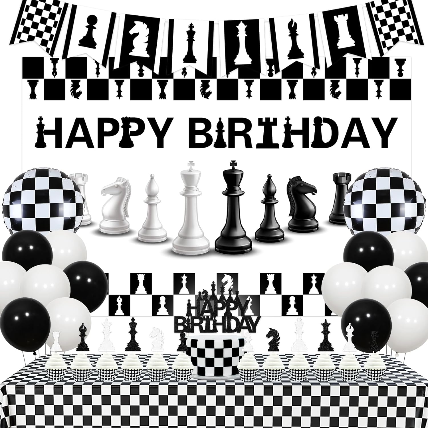 Balterever Chess Birthday Decorations International Chess Birthday ...