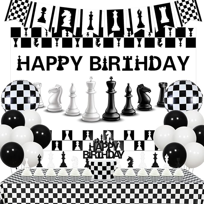 Amazon.com: Balterever Chess Birthday Decorations International Chess ...