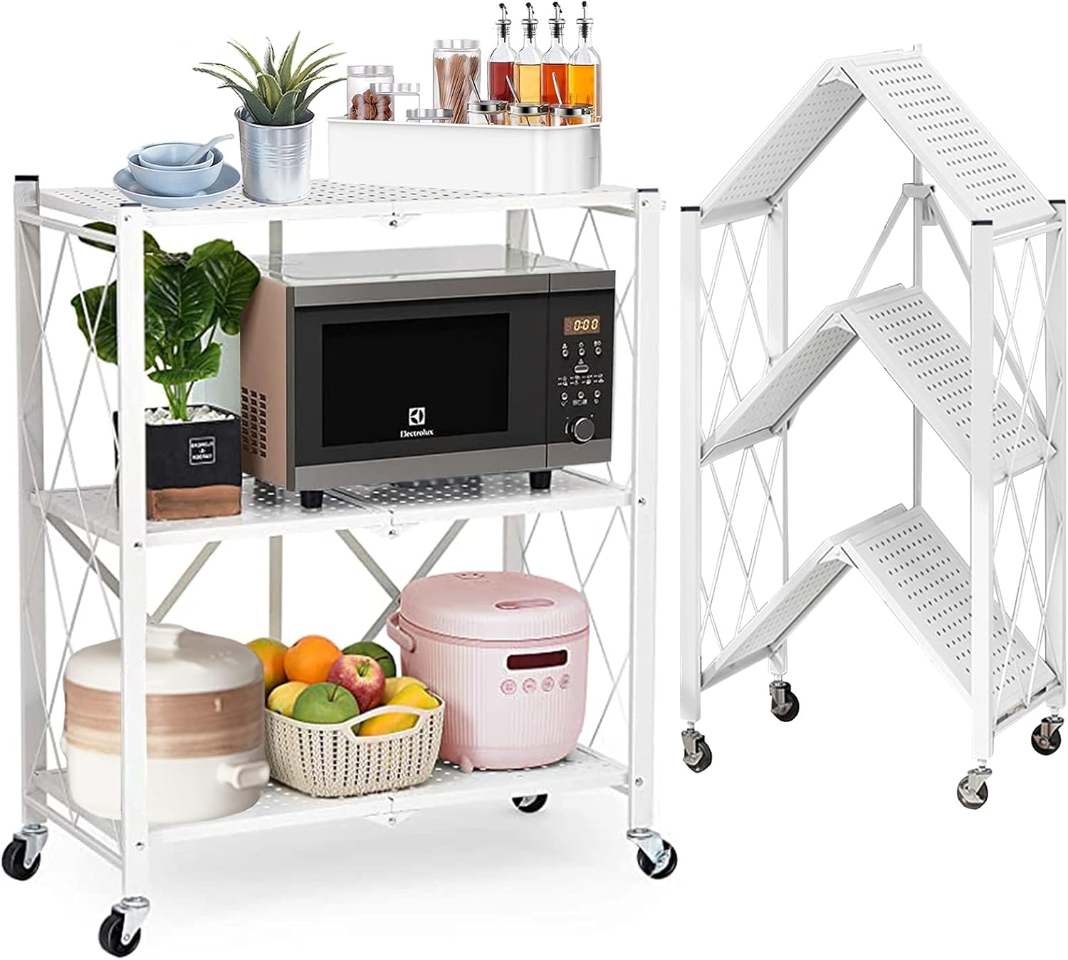 Amazon.com: Lanstics 3 Tier Foldable Shelving Folding Shelves Units ...