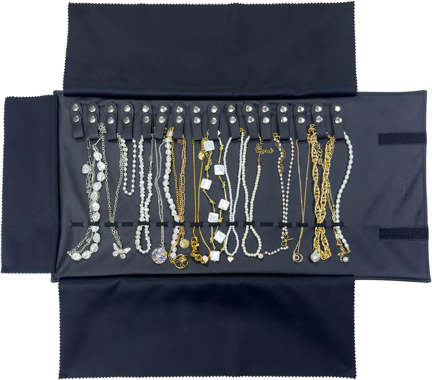 Amazon.com: UnionPlus Travel Jewelry Roll, Faux Leather Necklaces Organizer Bag, Elastic Band ...