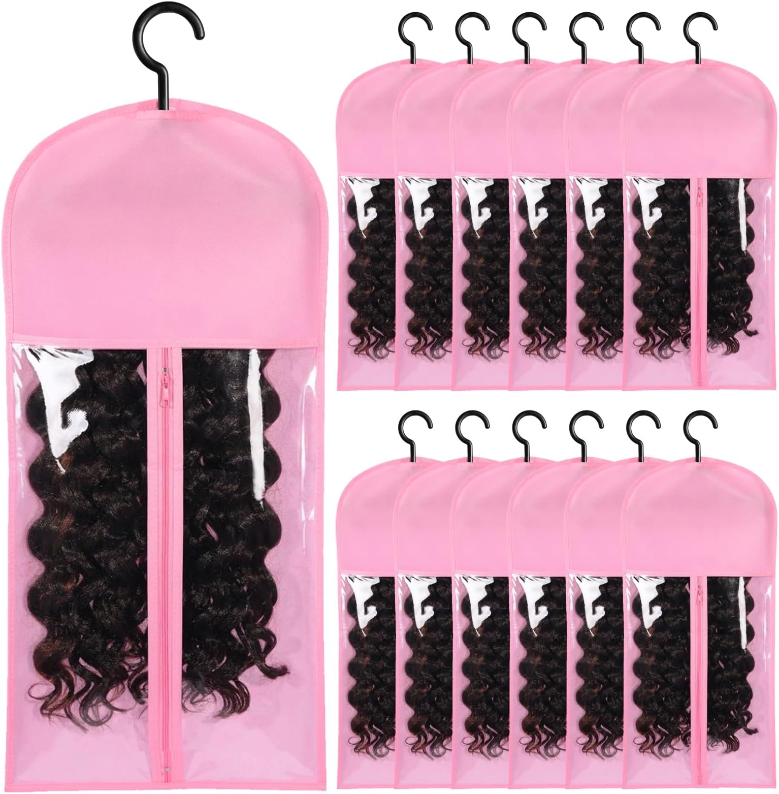 Amazon.com : 12PCS Wig Storage Wig Bags Storage with Hanger Hair ...