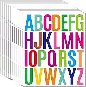 Amazon.com: 10 Sheets Letter Stickers - 2 Inch Colored Vinyl Self ...
