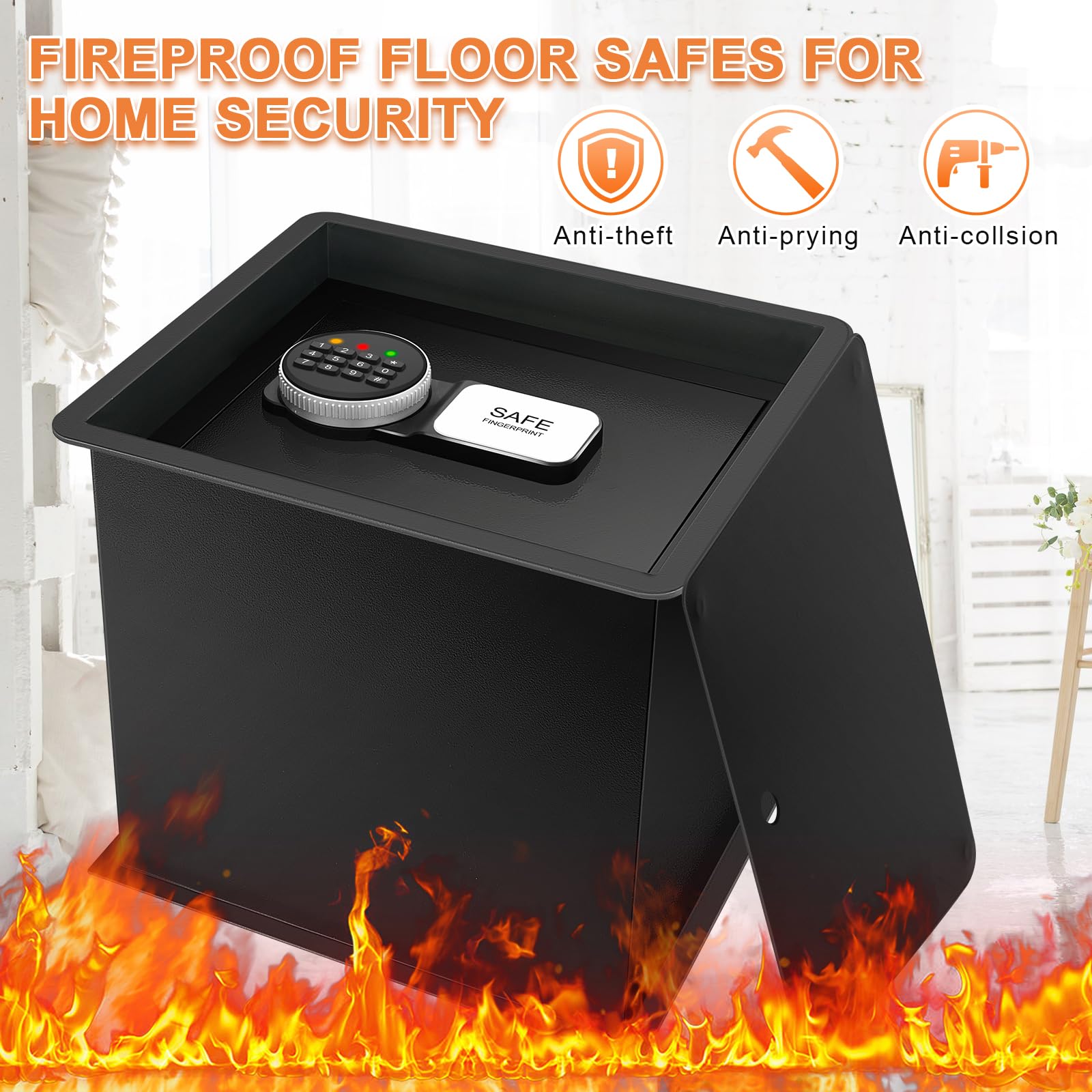 Fireproof Floor Safe, Heavy Duty In Ground Safe for Home with ...