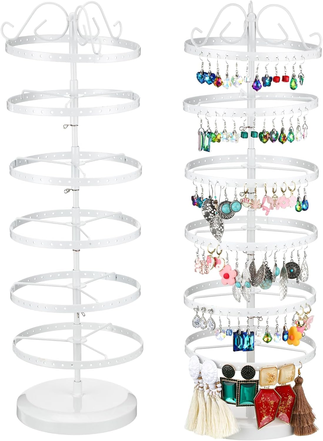 Amazon.com: Menkxi 2 Pcs 6 Tier Metal Rotating Earring Holder Organizer ...