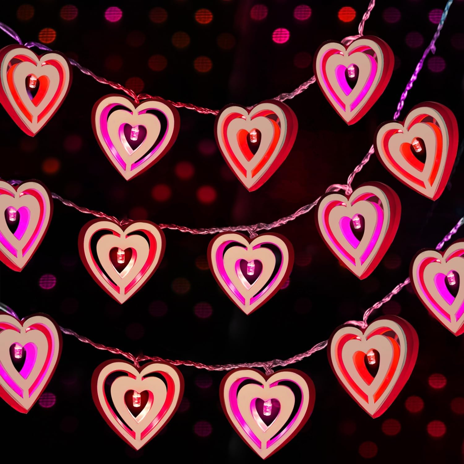 Amazon.com: Giga Gud 20 Bulbs 9 ft Red Heart Shape Light Valentine's ...