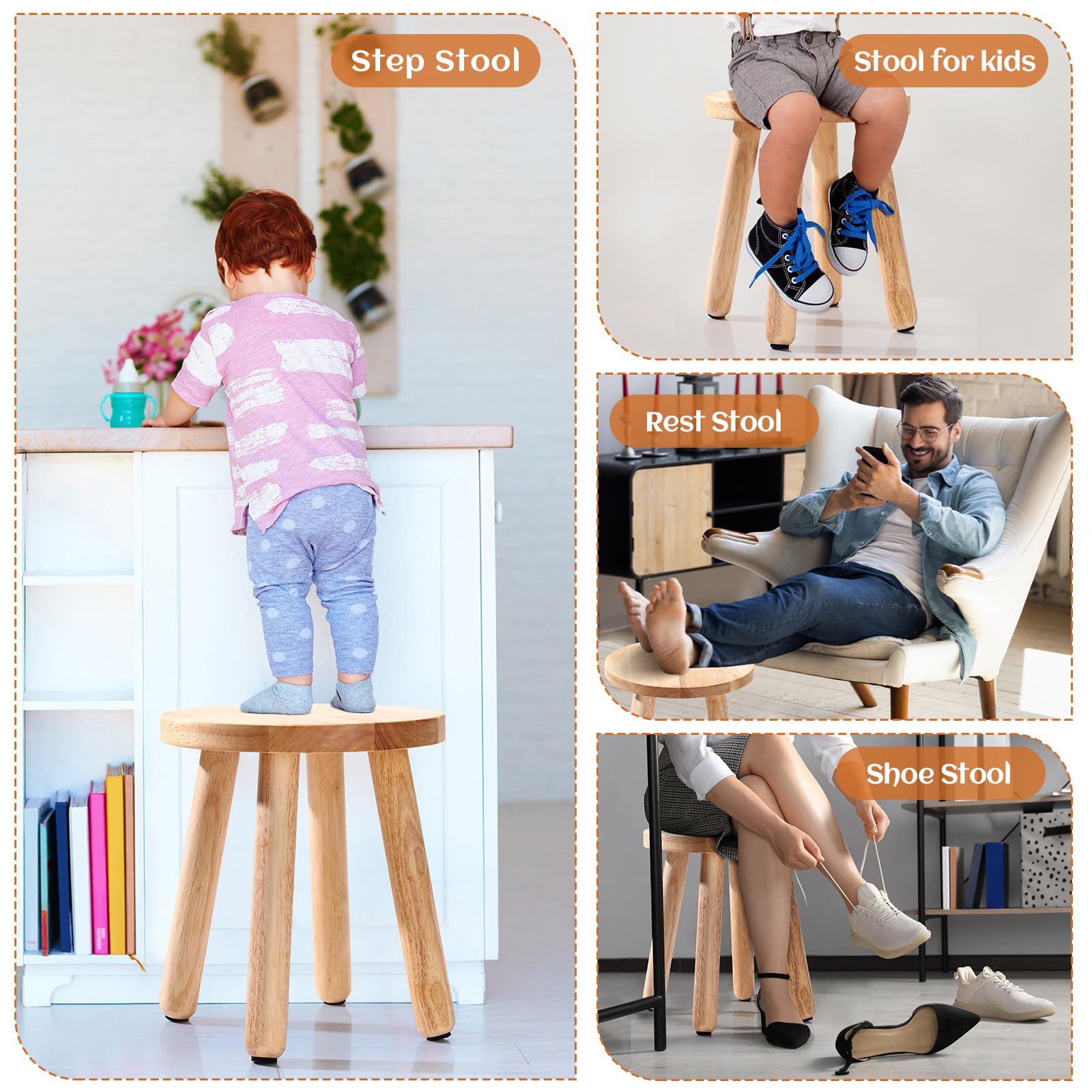 Snapklik.com : 1 Pc Wooden Step Stools 10 Inch Stool Matched Sensory ...