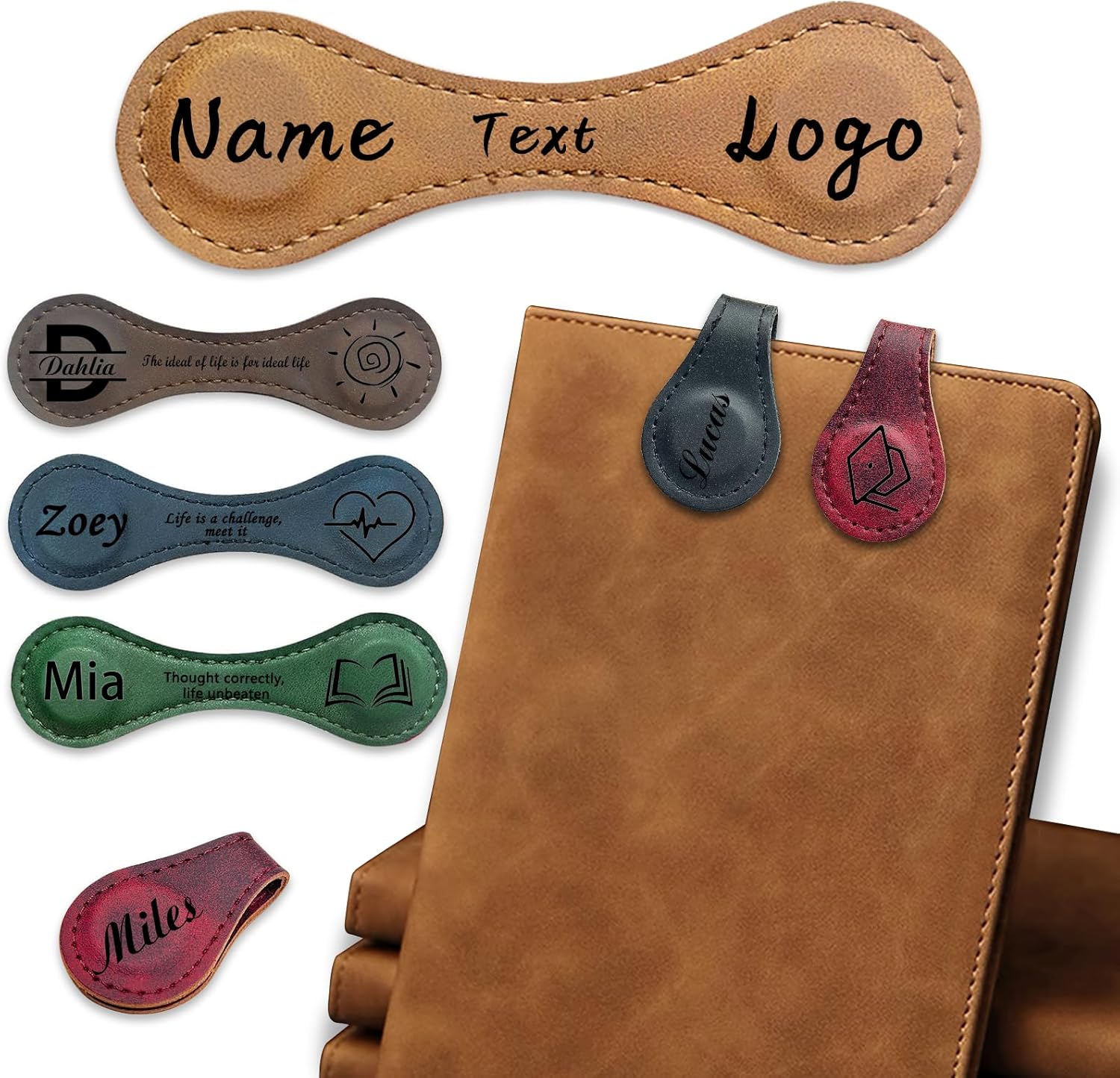 Amazon.com: CDBUY Personalized Leather Magnetic Bookmarks - Custom ...