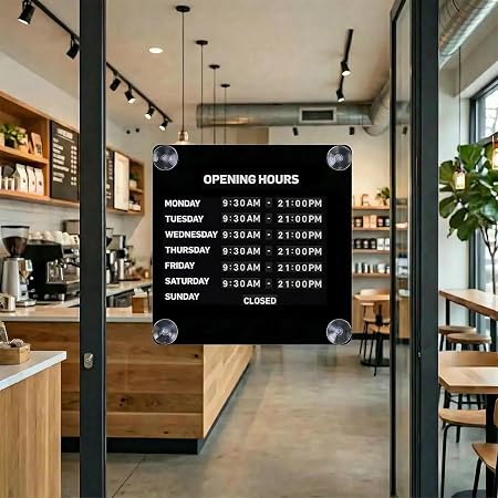 Metal Magnetic Business Hours Sign for Storefronts – Suction Cup ...