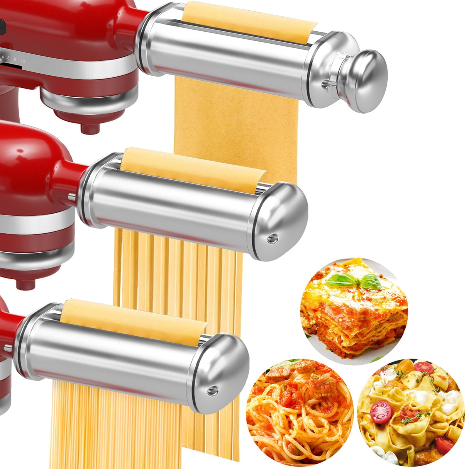 Amazon.com: 3 PCS Pasta Maker Attachments for All KitchenAid Stand ...