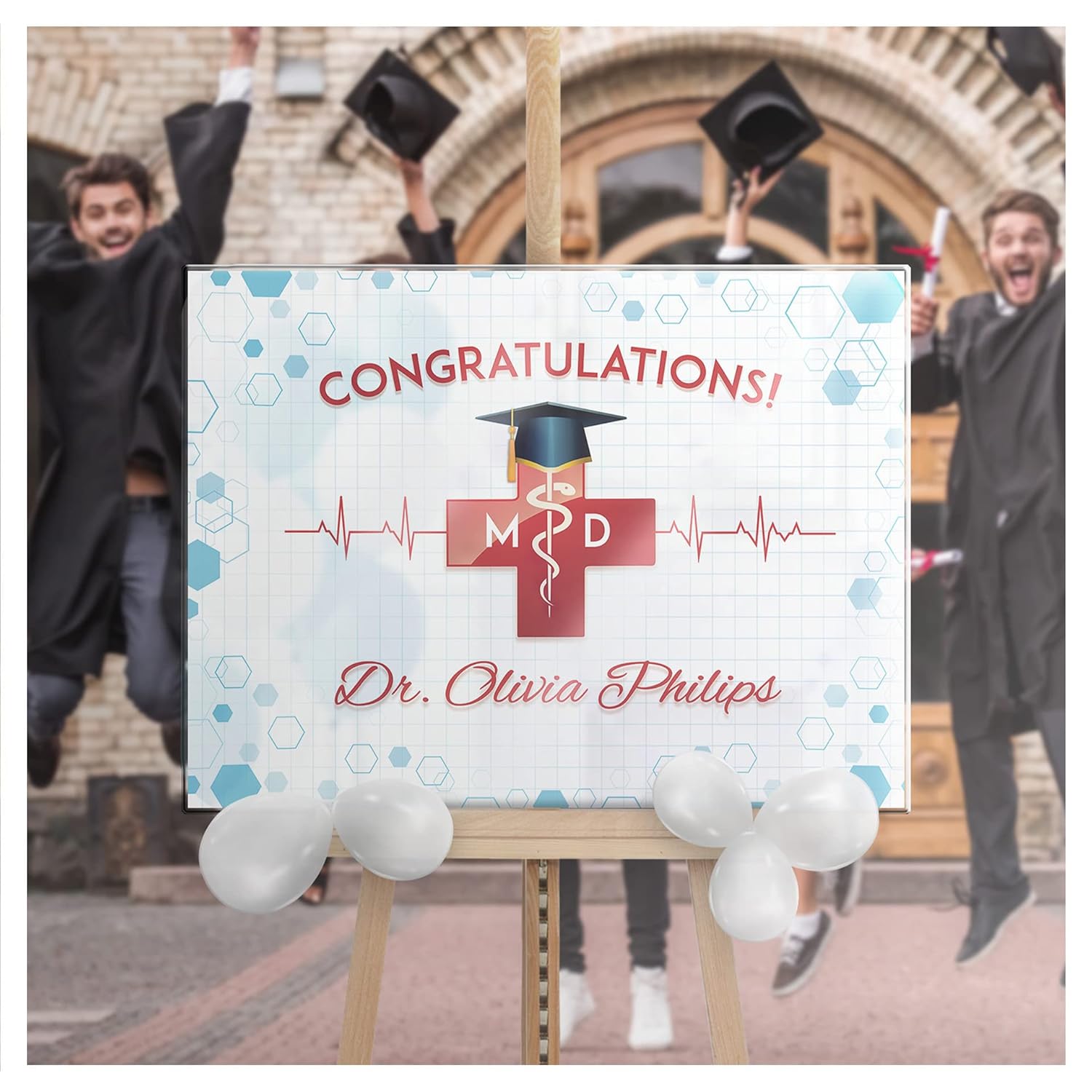 Amazon.com: Doctor Graduation Banner, Congratulations Doctor, Custom MD ...