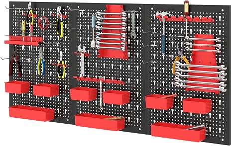Amazon.com: Toolsempire Tool Pegboard Organizer, 4 FT Metal Pegboard ...