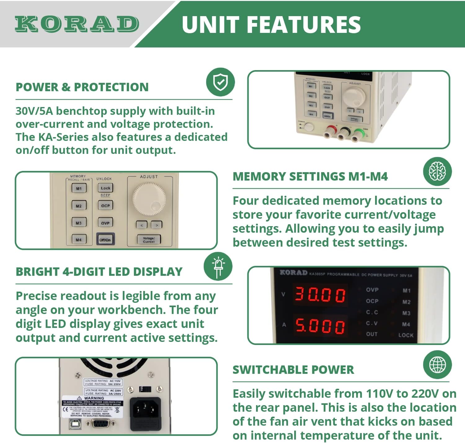 KORAD KA3005P – Precisión programable Variable Ajustable 30V, 5A DC ...